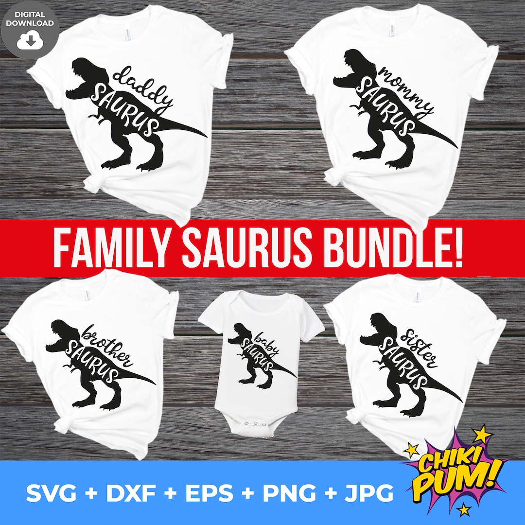 Family Saurus Bundle Svg, Family SVG, Dinosaur T Rex SVG, SVG File for ...