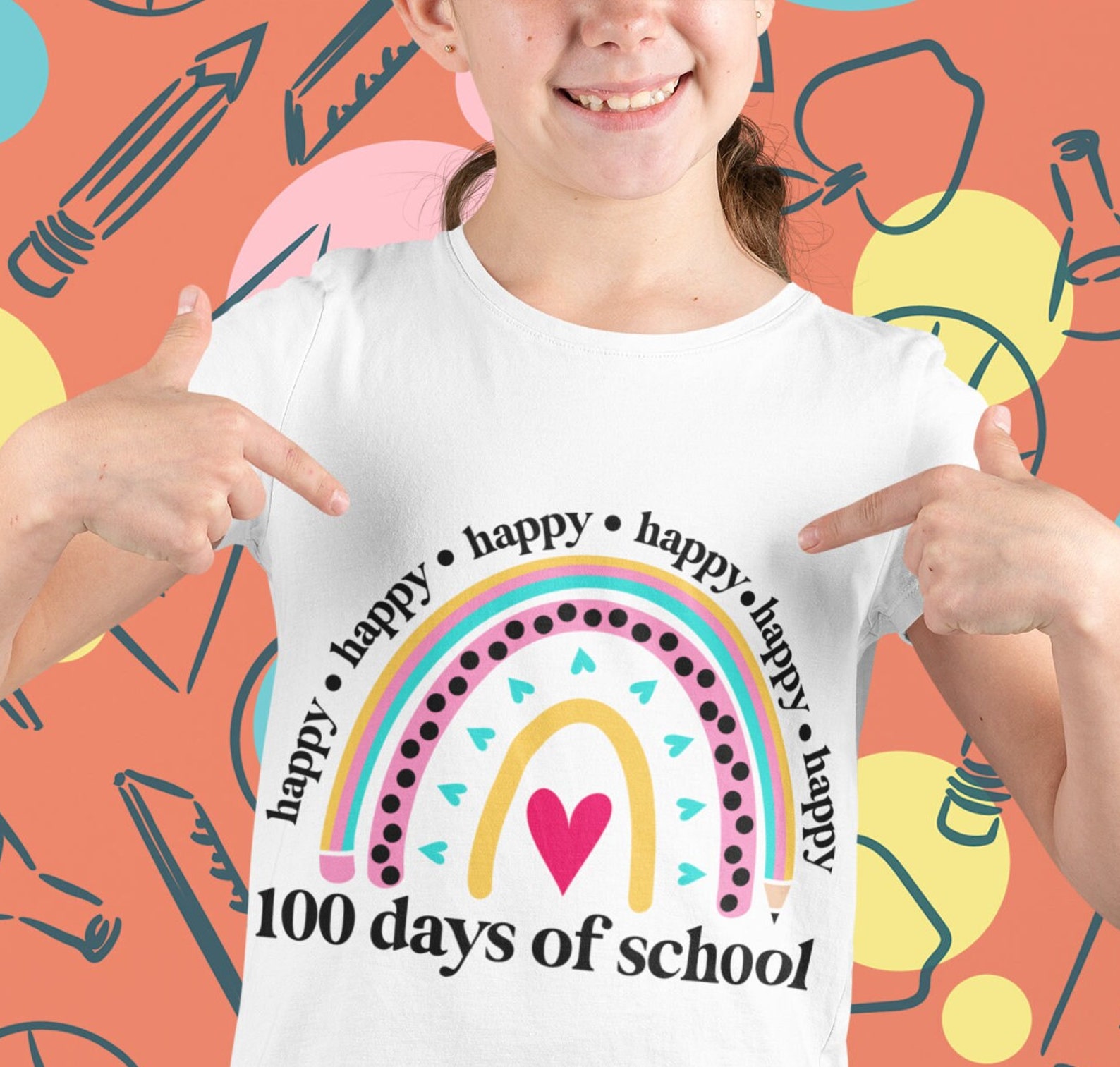 Rainbow Svg Happy 100 Days of School Svg 100th Day Svg | Etsy