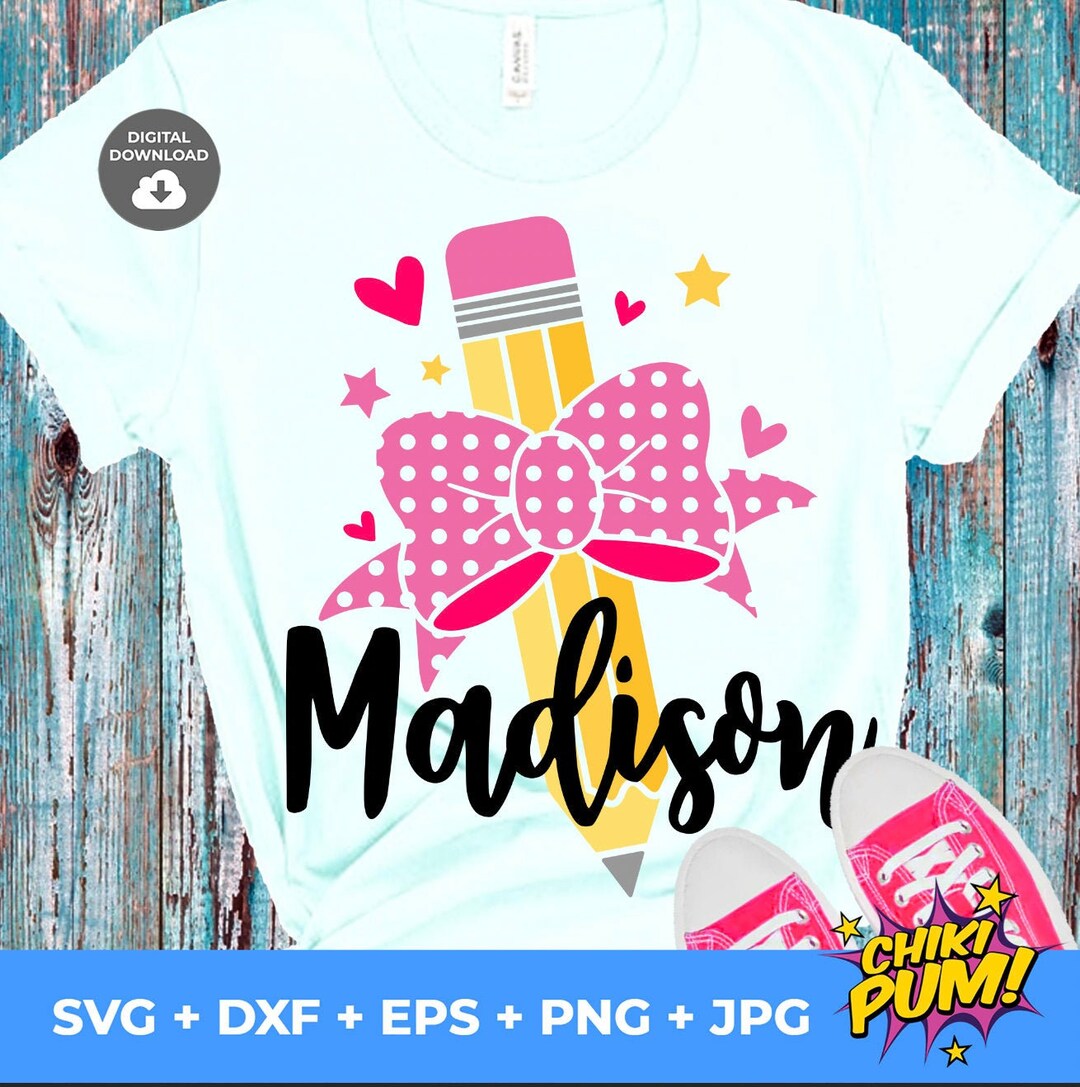Pencil With Bow SVG PNG: Teacher Back to School Clipart Cut Files ...