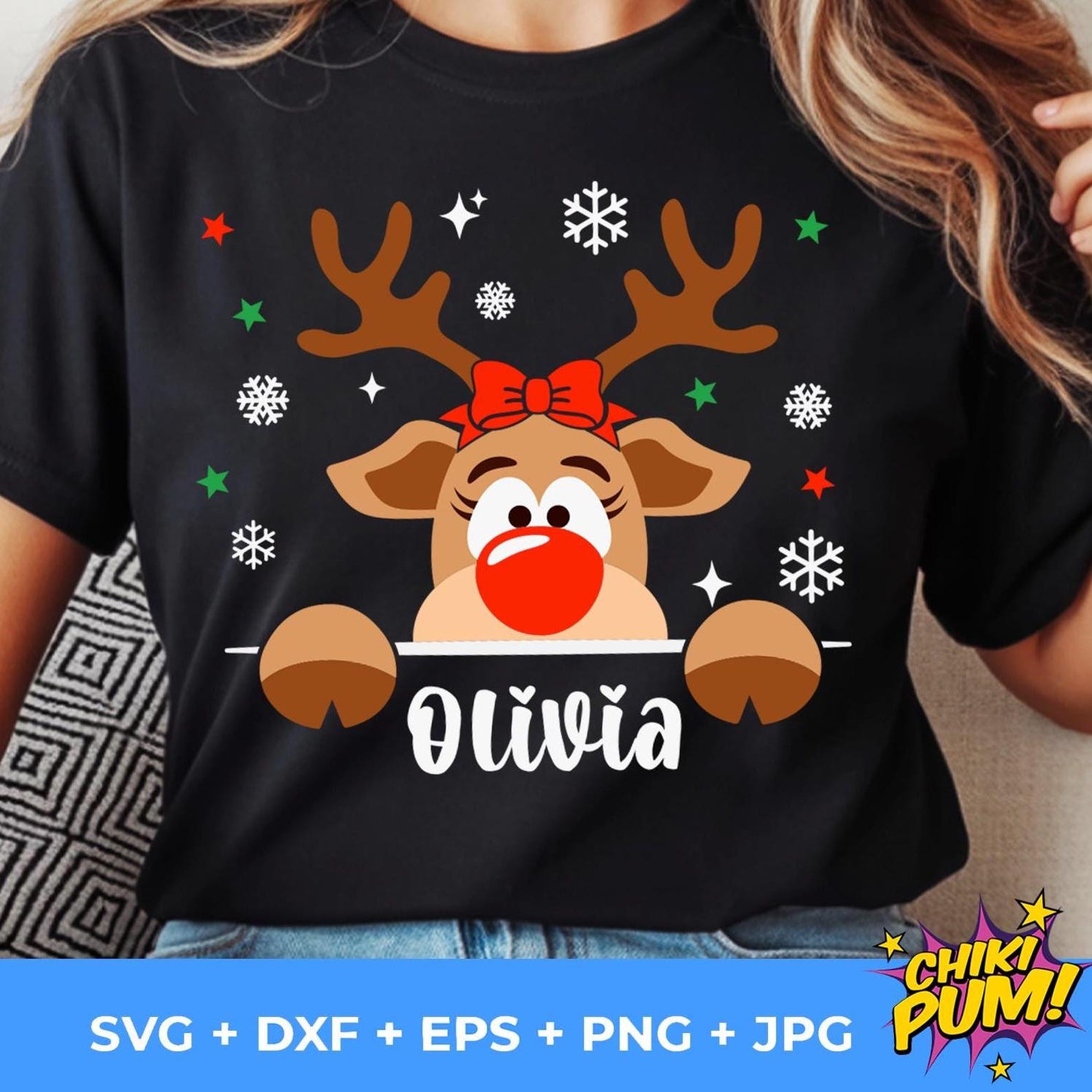 SVG y PNG de reno niño y niña, archivos de corte de reno, SVG navideño ...