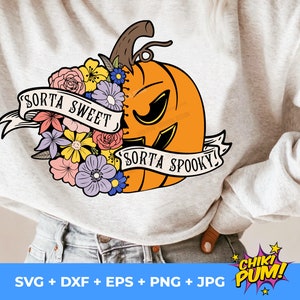Sorta Sweet Sorta Spooky Png, Svg, Flower Pumpkin Svg, Halloween Svg ...