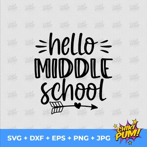 Hello Middle School Svg, 1st Day of School Cut Files, Back to School ...