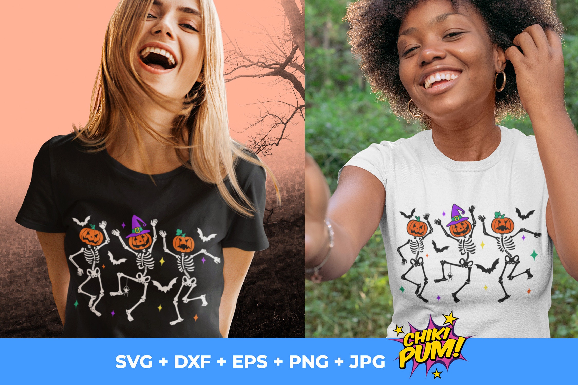 Dancing Pumpkin Skeleton SVG PNG: Halloween Clipart (digital Download ...
