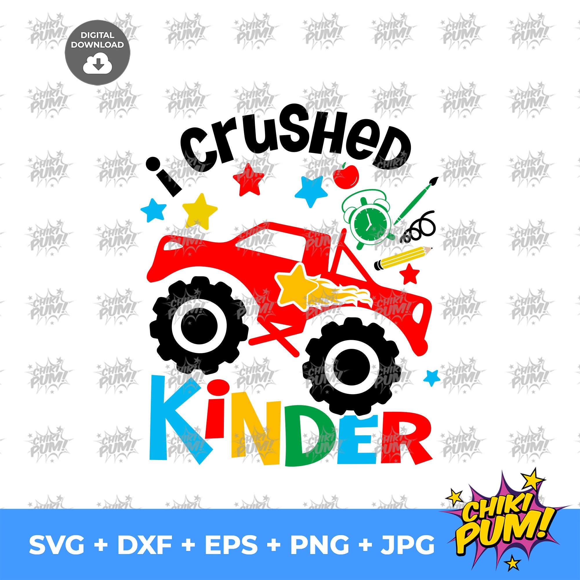 I crushed Kinder SVG Monster truck SVG Kindergarten boys | Etsy