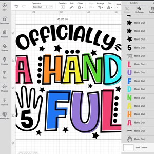 Officially A Handful 5th Birthday SVG PNG: Shirt Design (digital ...