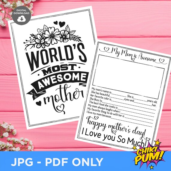 Mother's Day Printables My Mom is Awesome Mother's - Etsy