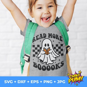 Read More Booooks SVG Png, Retro Ghost SVG, Trendy Halloween PNG ...