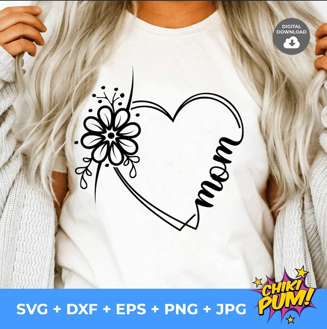 Mom Heart SVG Cut File Mom SVG Mom Floral Svg Mother's | Etsy