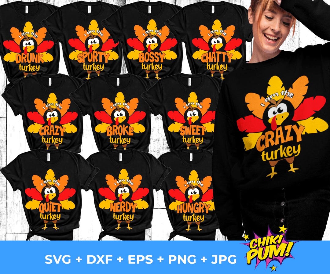 Thanksgiving Family Shirt SVG Bundle, Funny Turkey Matching ...
