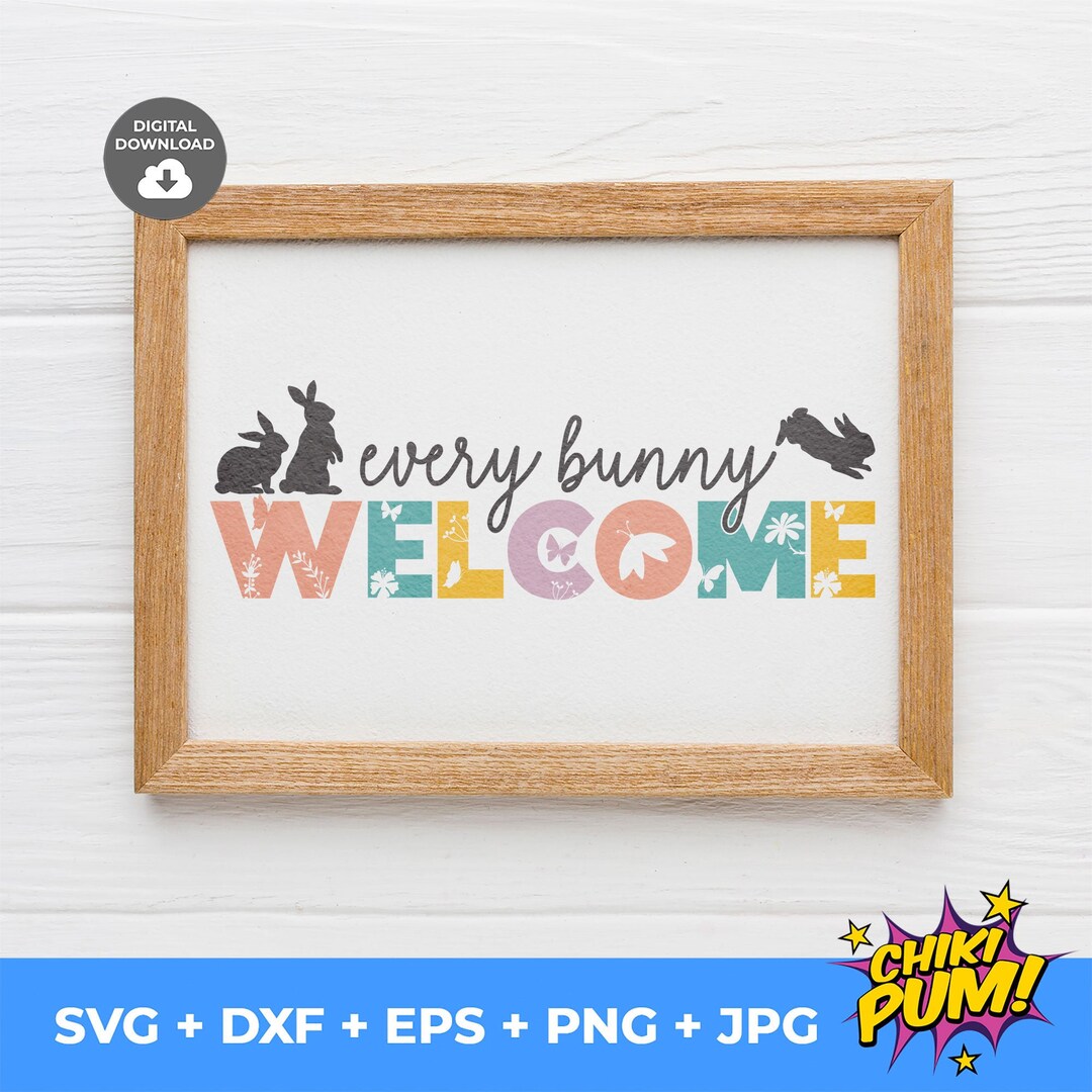 Elk konijntje welkom svg, vrolijk Pasen svg clipart, rustiek Pasen ...