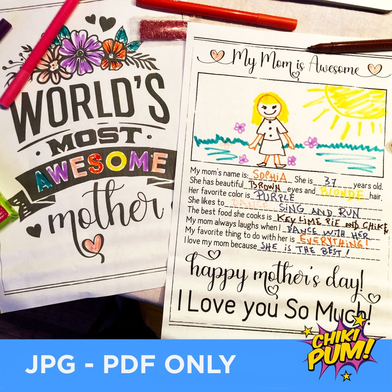 Mother's Day Printables My Mom is Awesome Mother's - Etsy