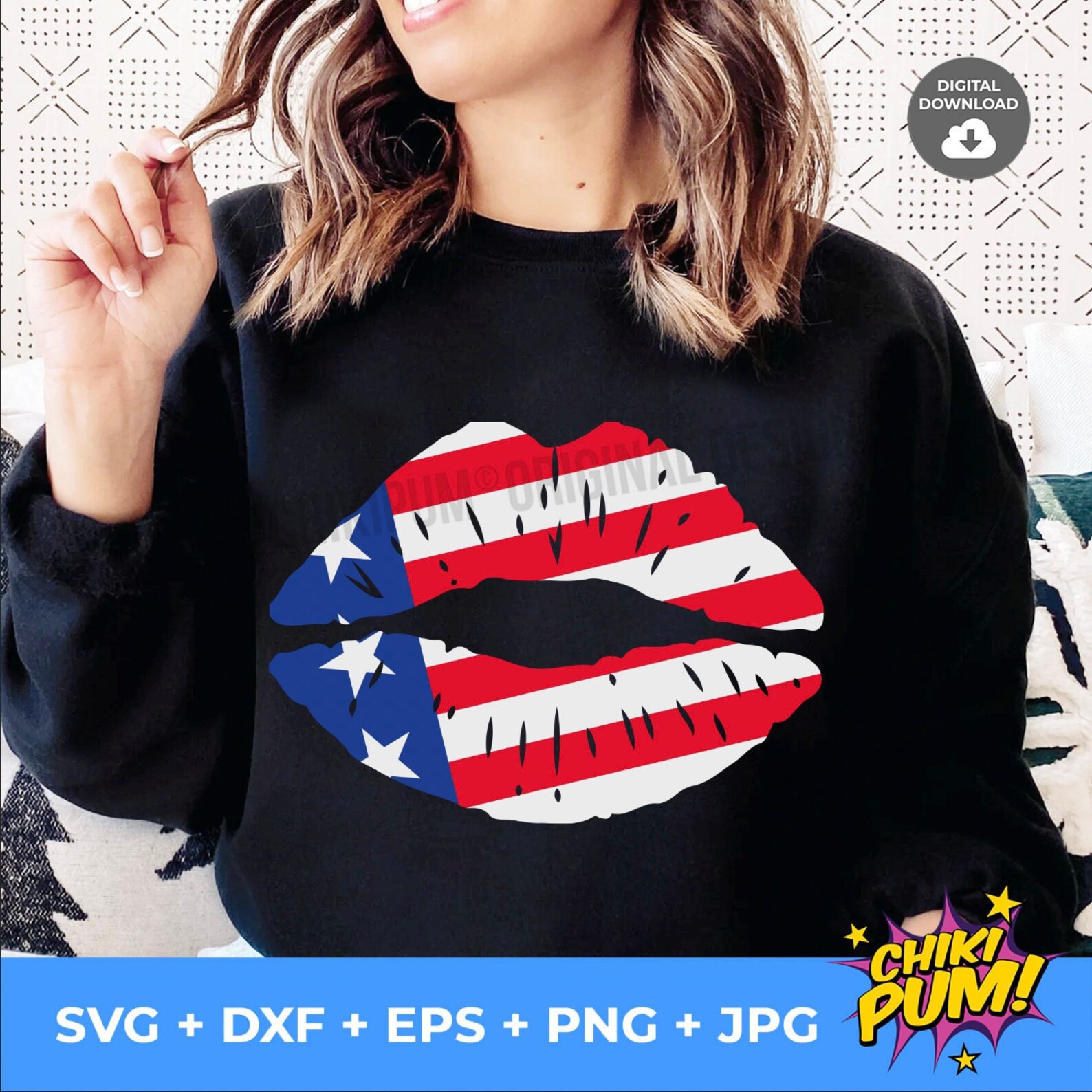 USA Lips Kiss Svg Fourth of July SVG 4th of July Svg - Etsy