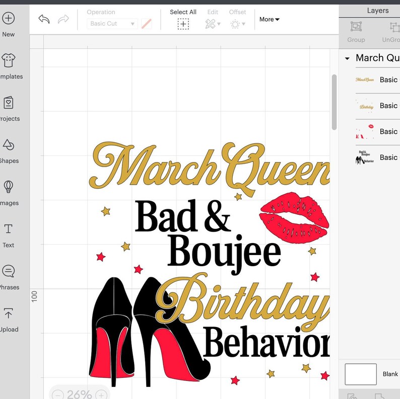 March Queen Birthday SVG PNG: Bad & Boujee T-shirt Cut Files (digital ...