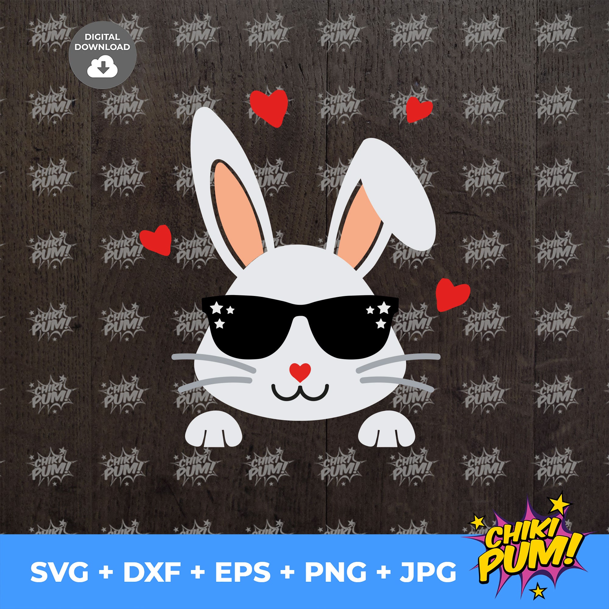 Bunny Svg Easter Svg Bunny With Sunglasses Svg Rabbit Ears | Etsy