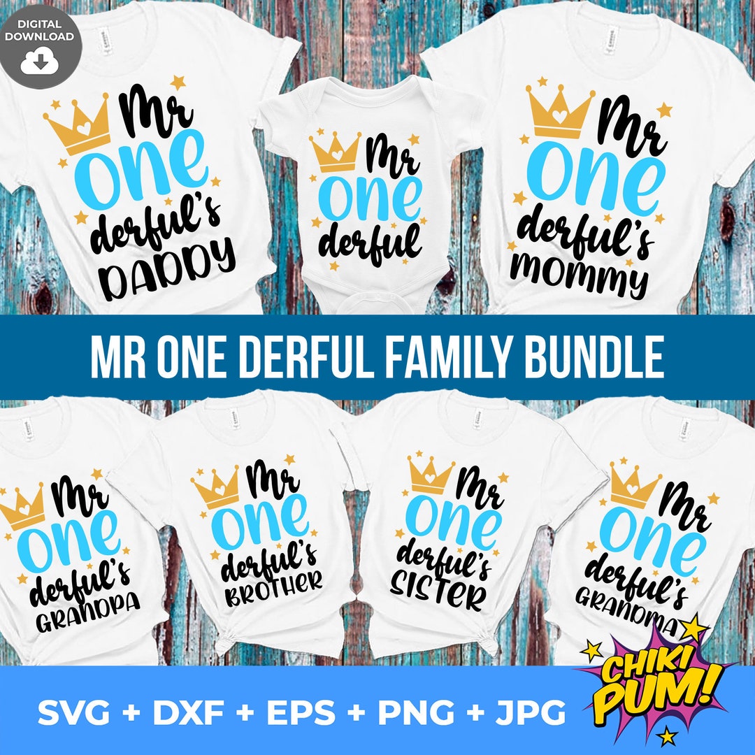 Mr. One Derful Family SVG PNG Bundle: Birthday Boy, First Birthday ...