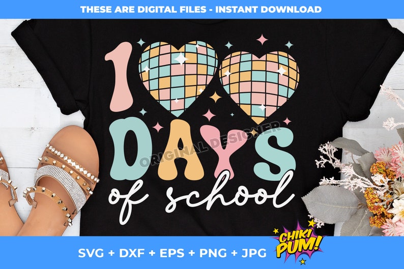 100 Days of School SVG PNG: Groovy Retro Disco Ball Design (digital ...