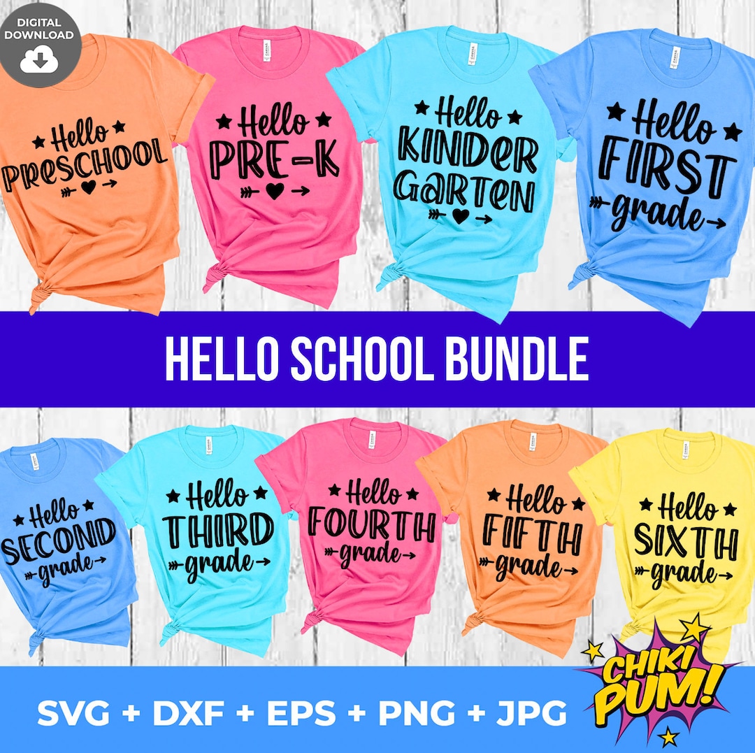 Hello Grades Bundle SVG, First Day of School SVG, Hello School Bundle ...