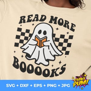 Read More Booooks SVG Png, Retro Ghost SVG, Trendy Halloween PNG ...