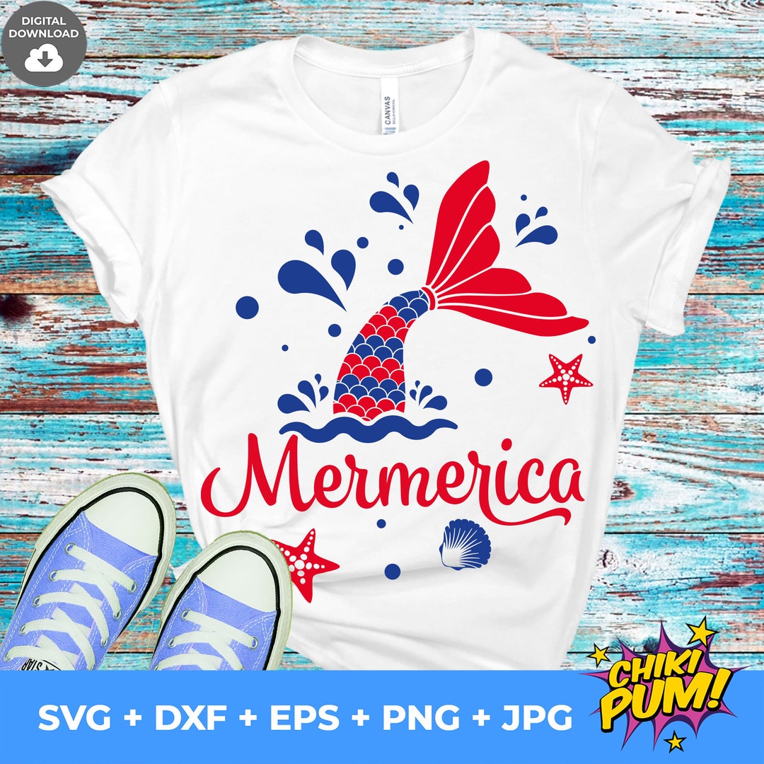 American Mermaid SVG PNG: 4th of July, Summer Design Cut Files (digital ...