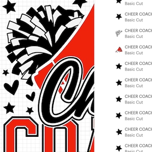 Cheer Coach SVG, Cheer Coach Glitter Png, Red Glitter Cheerleader Png ...