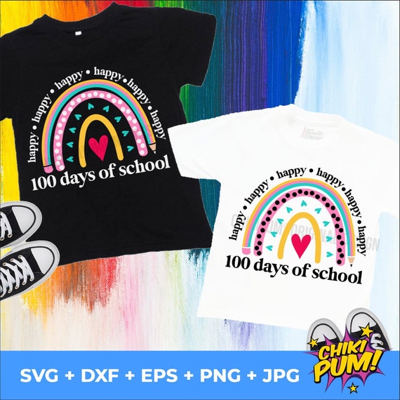 Rainbow Svg Happy 100 Days of School Svg 100th Day Svg | Etsy