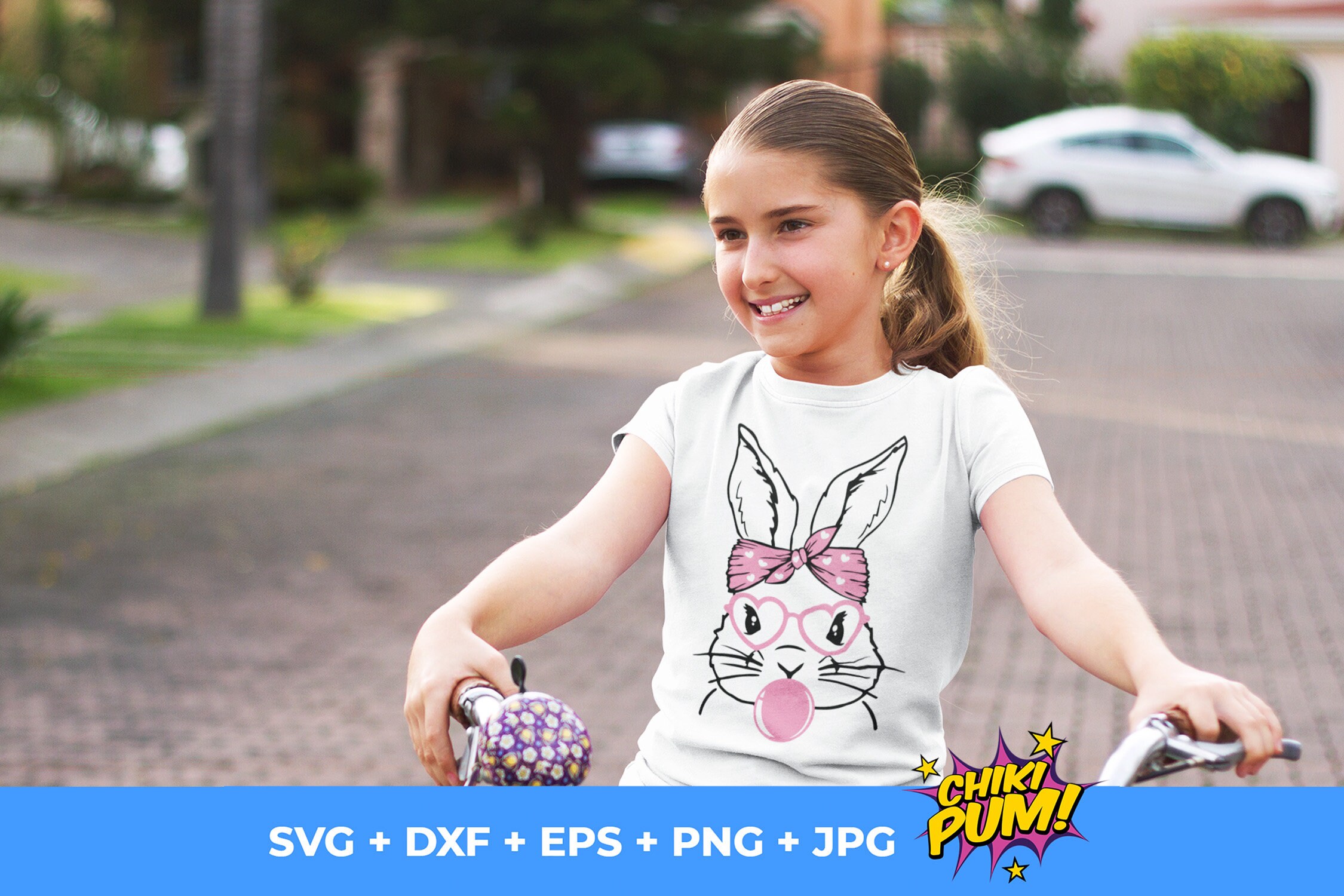 Cute Bunny With Bandana Svg Png Bunny With Bubblegum Svg - Etsy