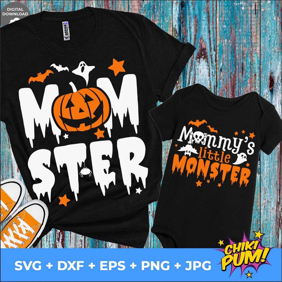 Mommy's Little Monster and Momster Svg Cut Files, Funny Halloween Quote ...