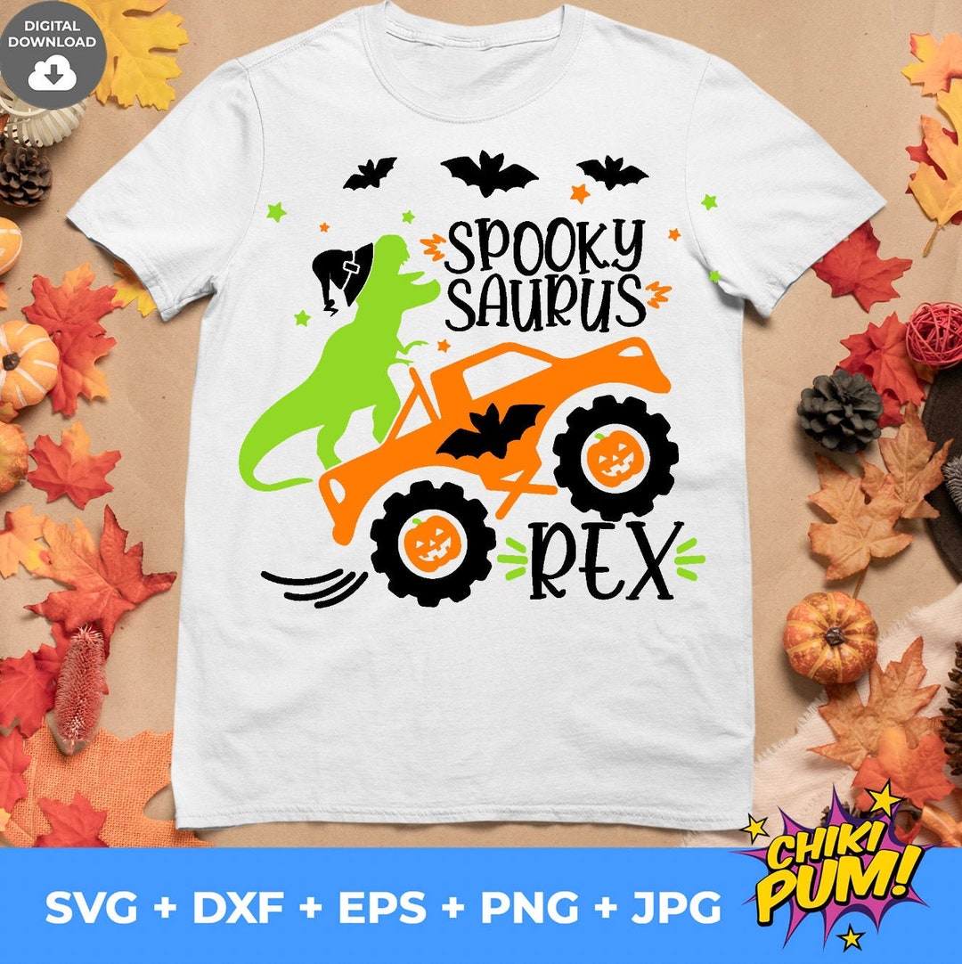 Spooky Saurus Rex Monster Truck SVG PNG: Halloween Dinosaur Cut Files ...