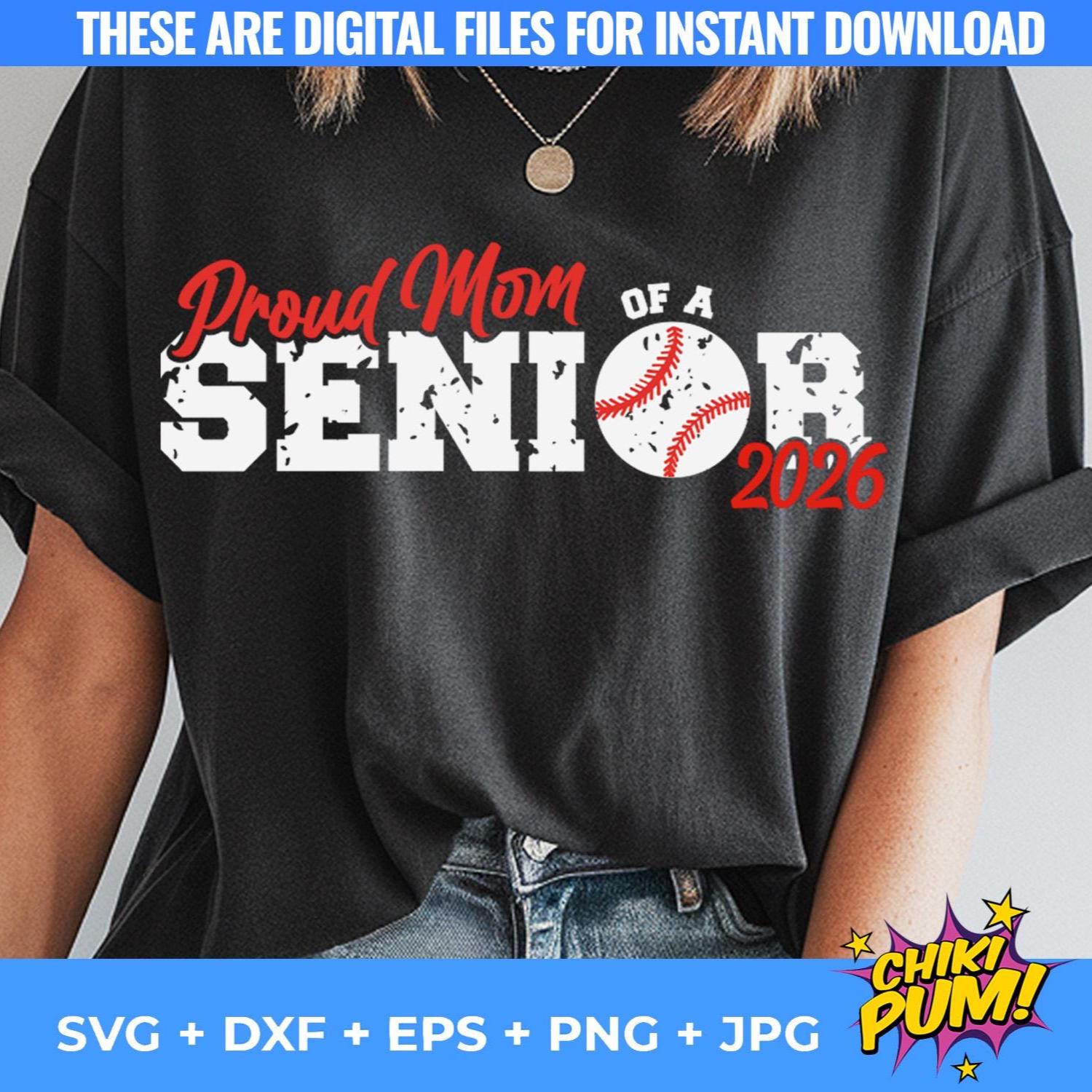 Proud Mom of a Senior 2026 SVG PNG: Distressed Baseball & Softball ...