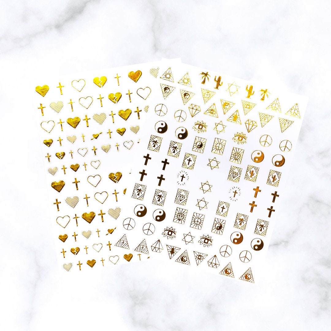 Gold Cross Mix - Nail Art Stickers - Etsy