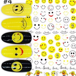 Smiley Nail Art Decals - Stickers - Etsy