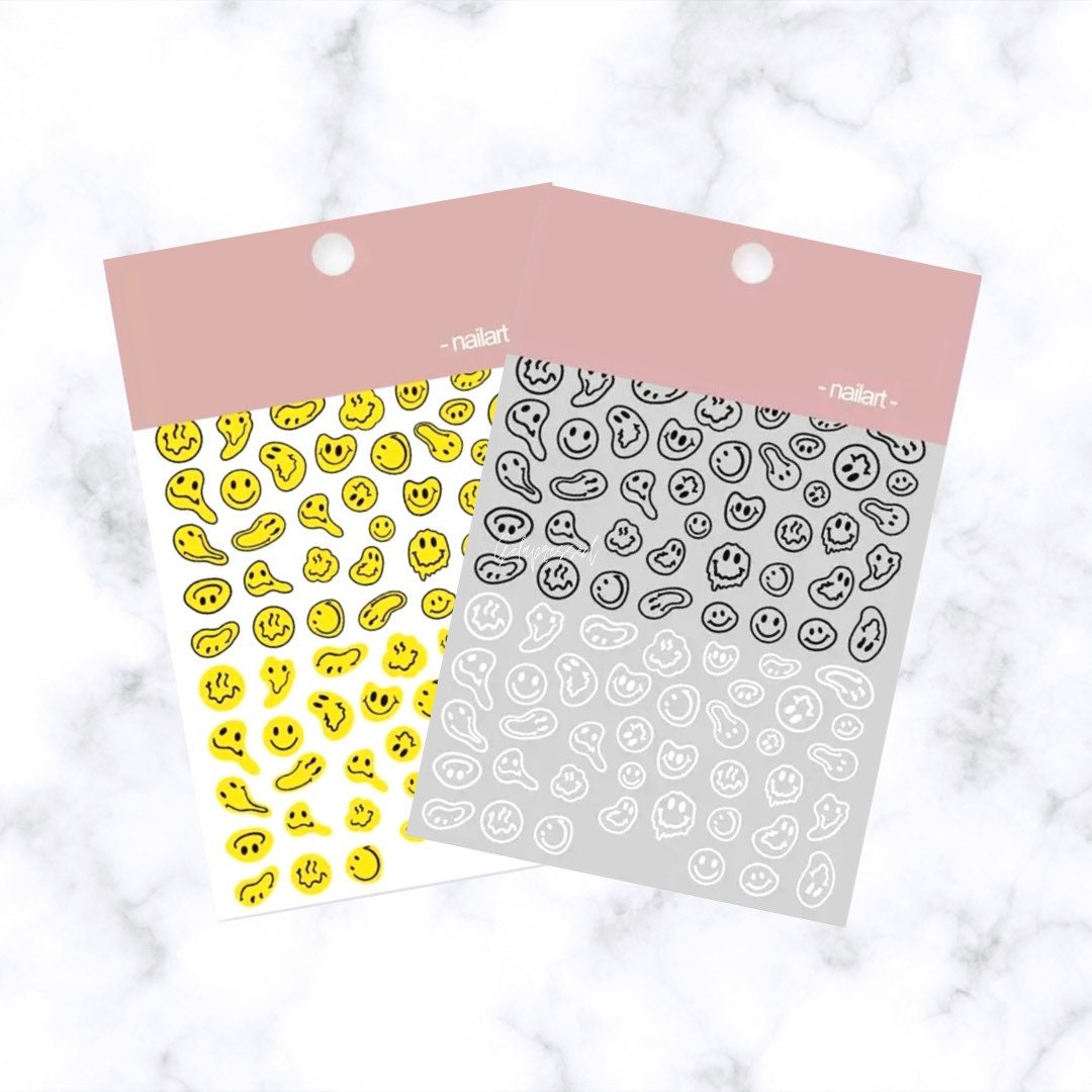 3D Melty Smiley Nail Art Decals - Stickers - Etsy