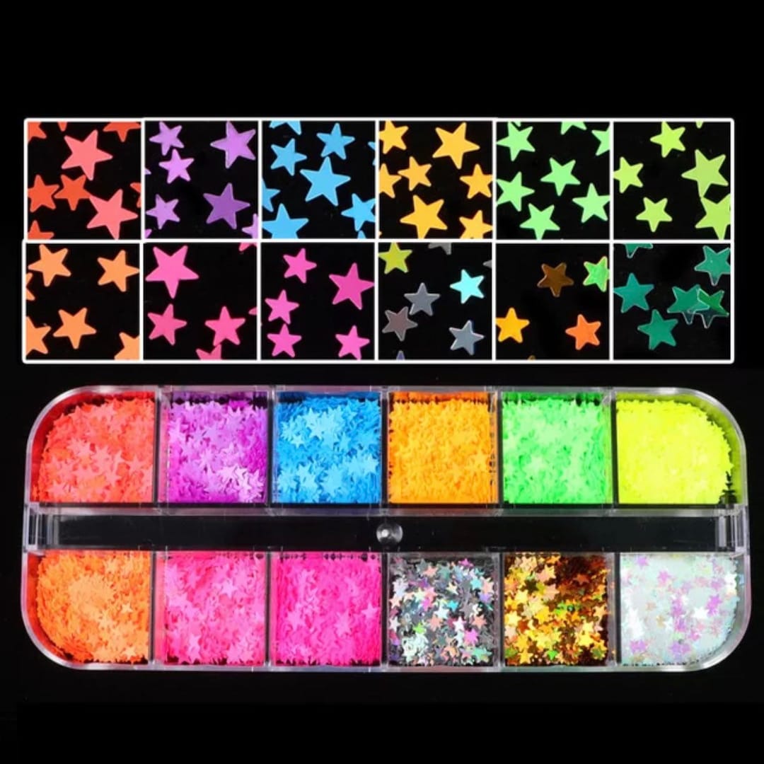12 Pack 3-4mm Neon Star Sequins - Etsy