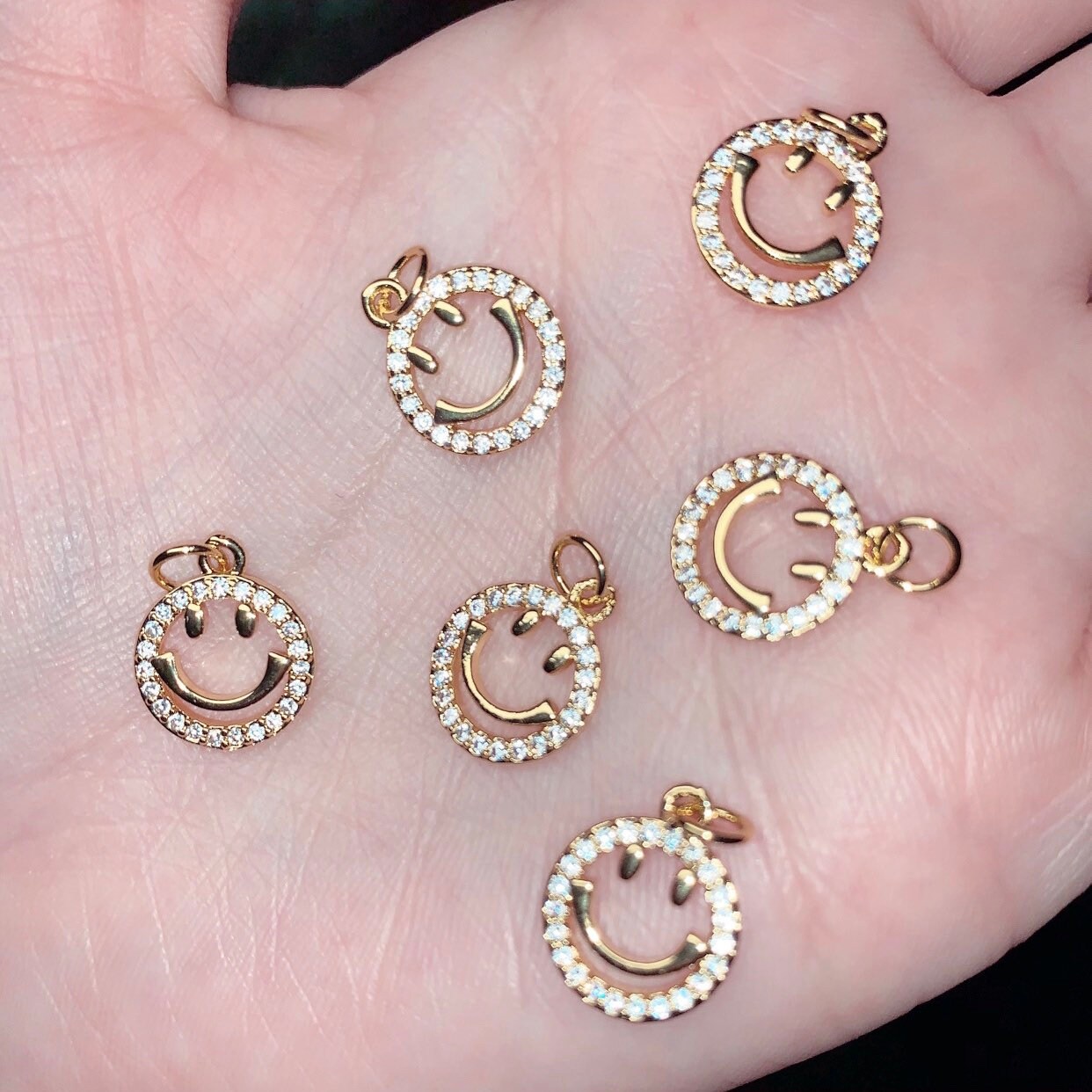 Smiley Face CZ Dangle Nail Charm - Etsy