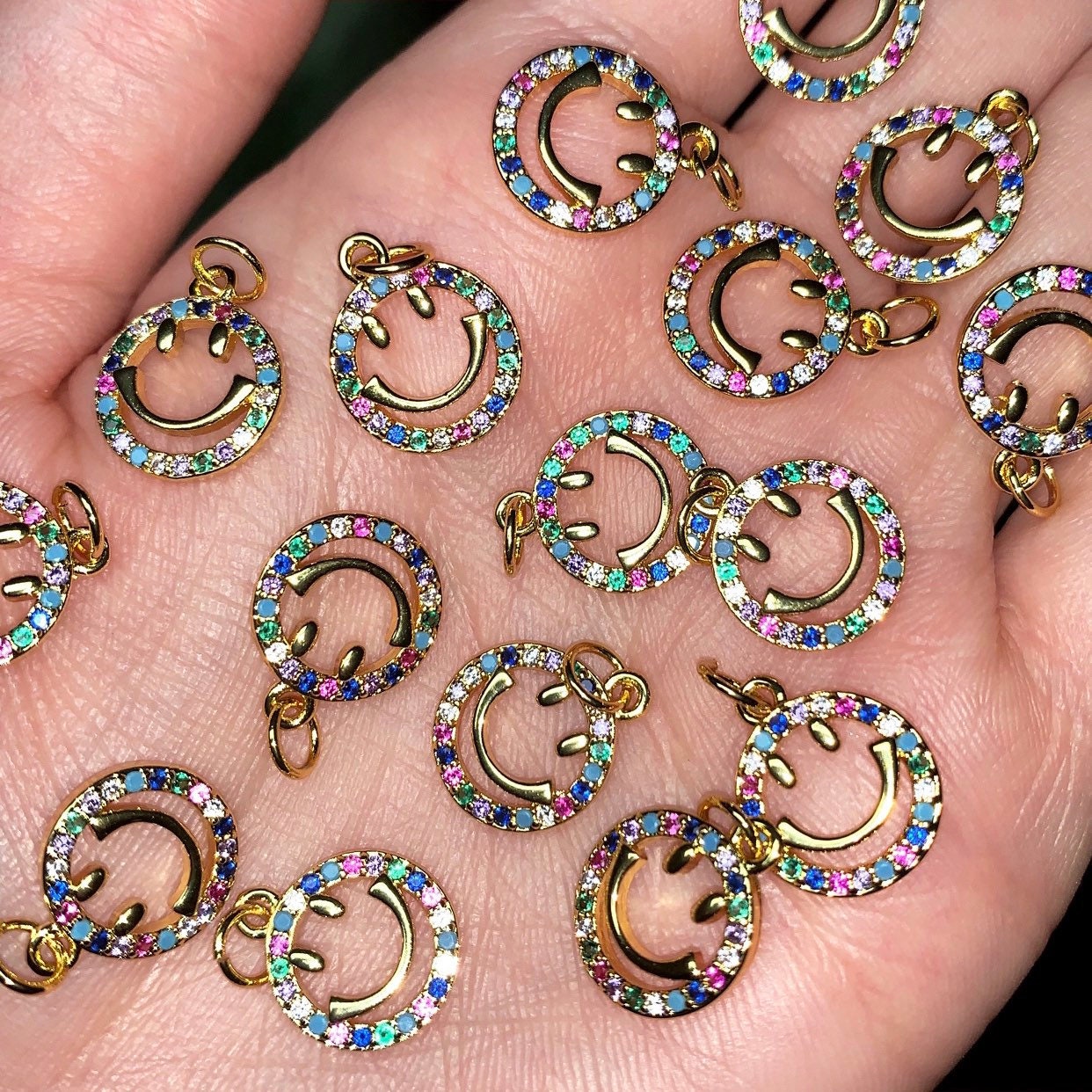 Smiley Face CZ Dangle Nail Charm - Etsy