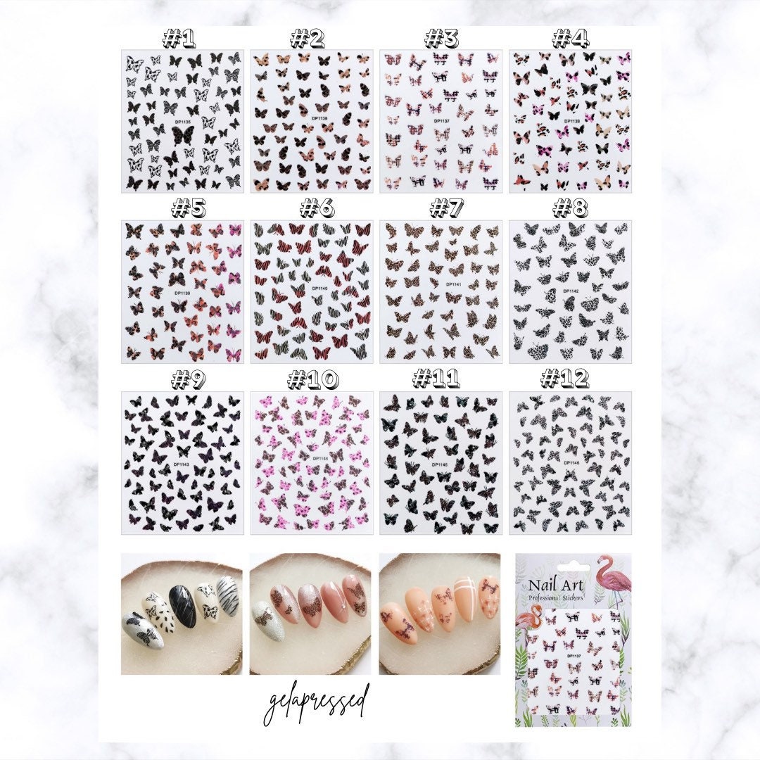 Animal Print Butterfly Nail Art Decals - Stickers - Etsy