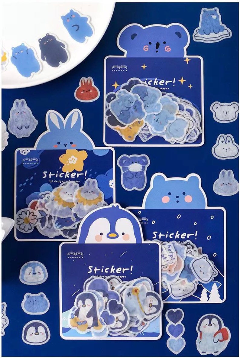 Craft Supplies & Tools 40 pcs Kawaii Animal Washi Stationary Stickers ...