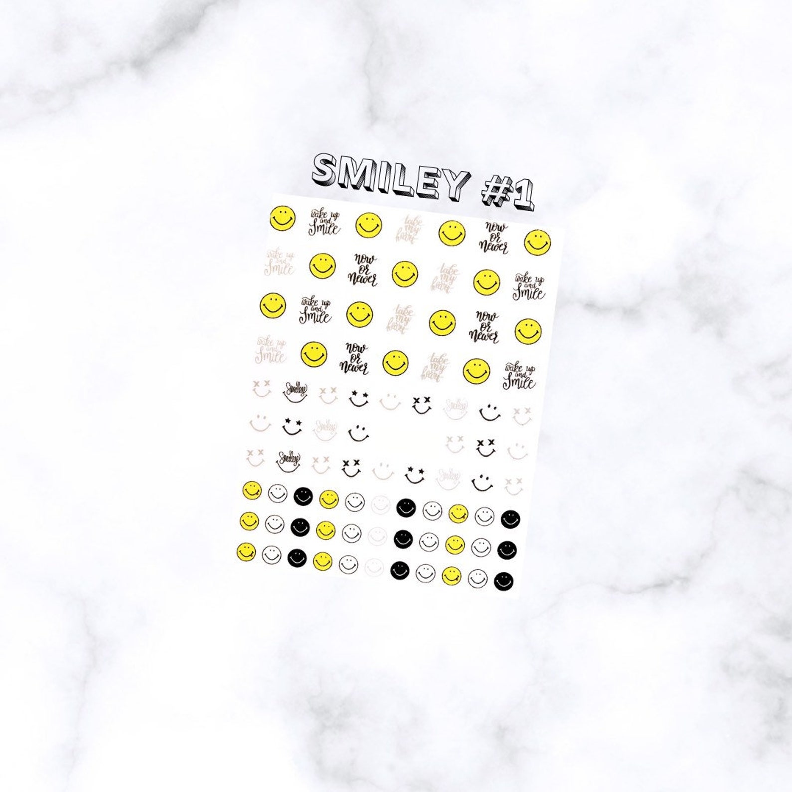 Smiley Nail Art Decals - Stickers - Etsy