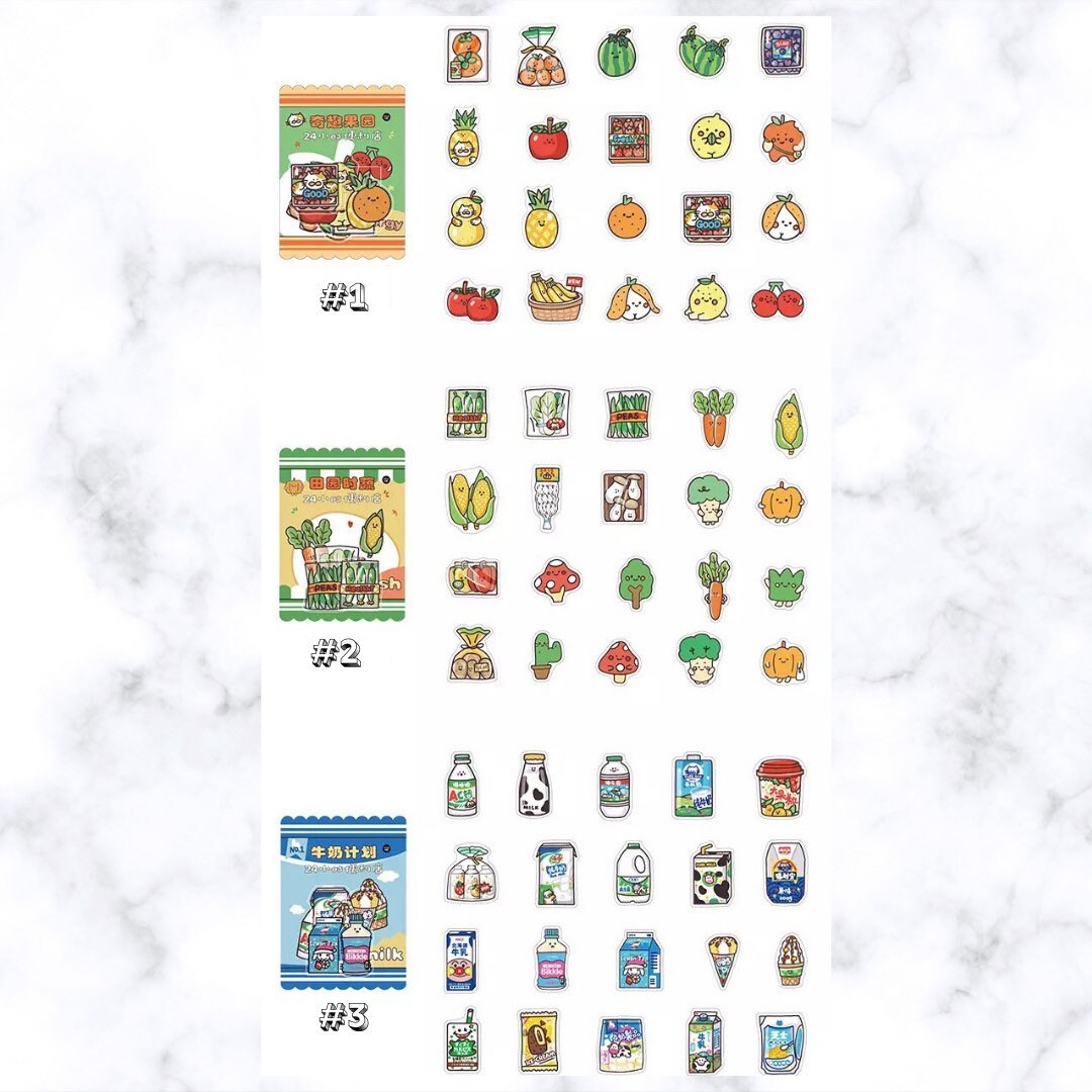 40 Pcs Food Stationary Stickers | Etsy