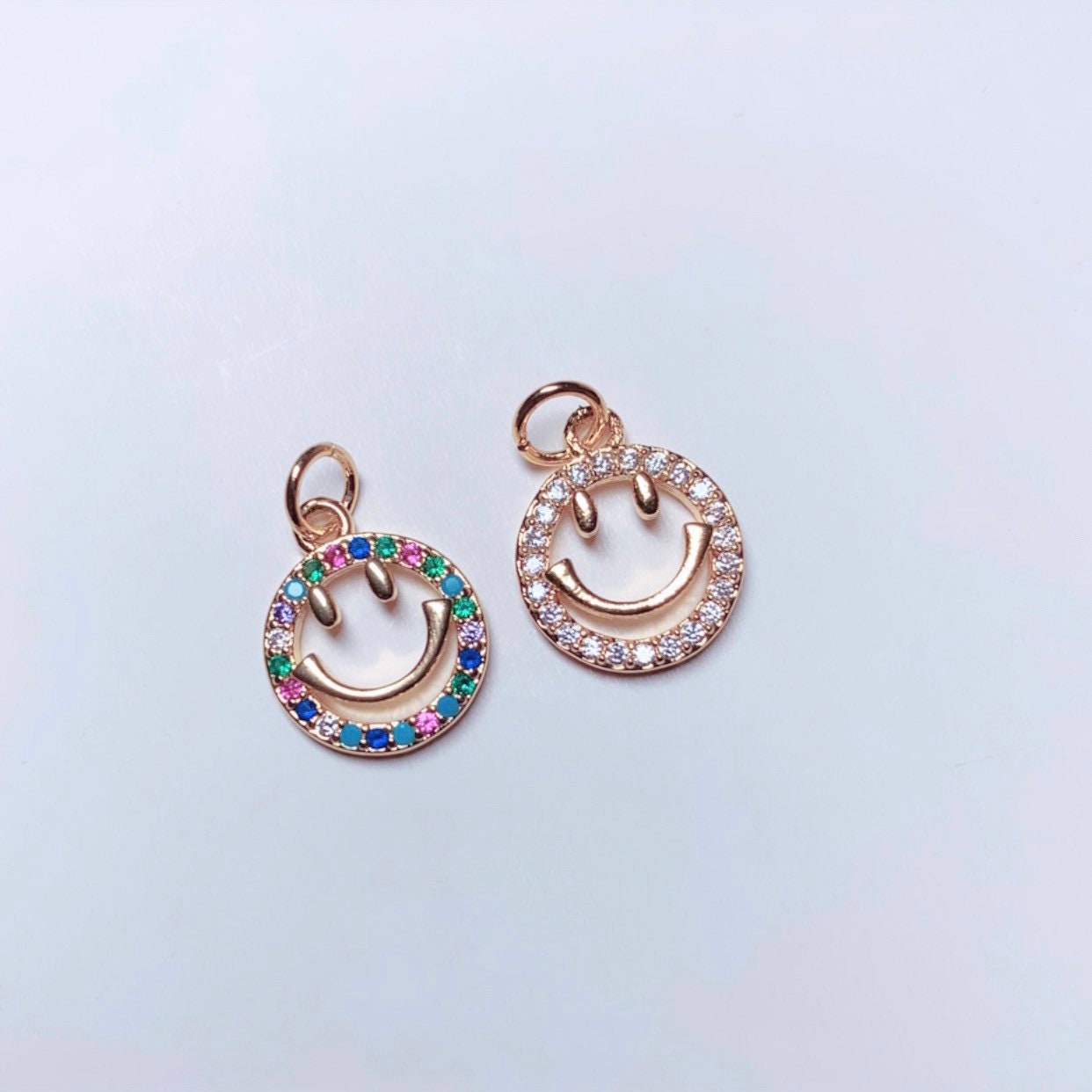 Smiley Face CZ Dangle Nail Charm - Etsy