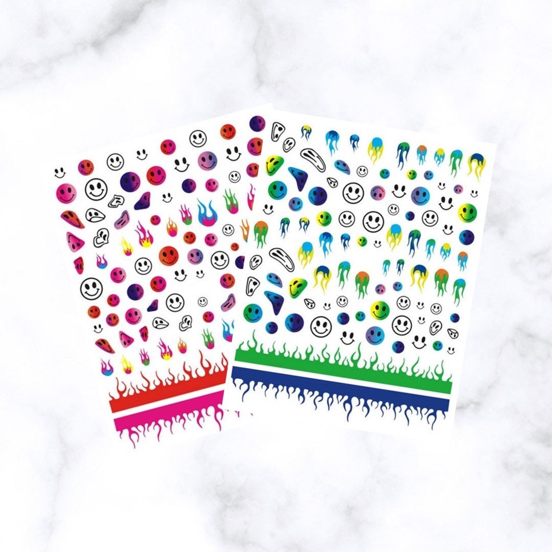 Smiley Flame Nail Art Decals - Stickers - Etsy