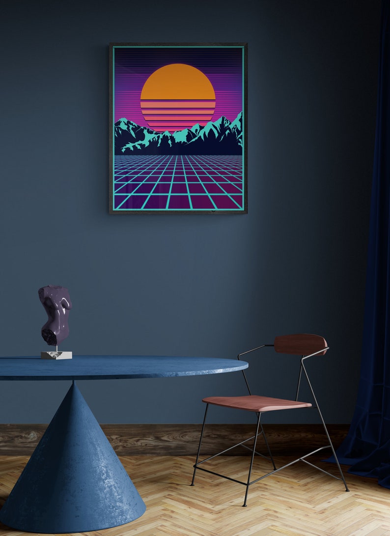 Retro 80s Aesthetic Vaporwave Printable Wall Art Outrun - Etsy