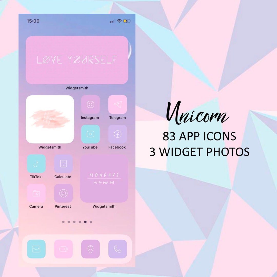 Unicorn Ios 17 App Icons, Pastel Widget Covers (digital Download) - Etsy
