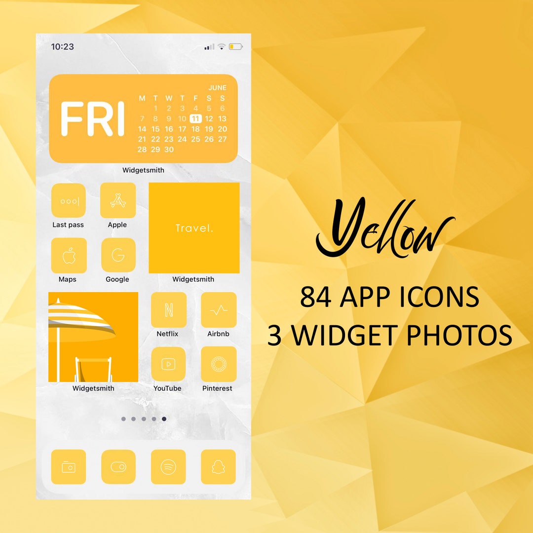 Yellow Ios 17 App Icons, Citrus Theme (84 Icons + 3 Widgets) (digital ...