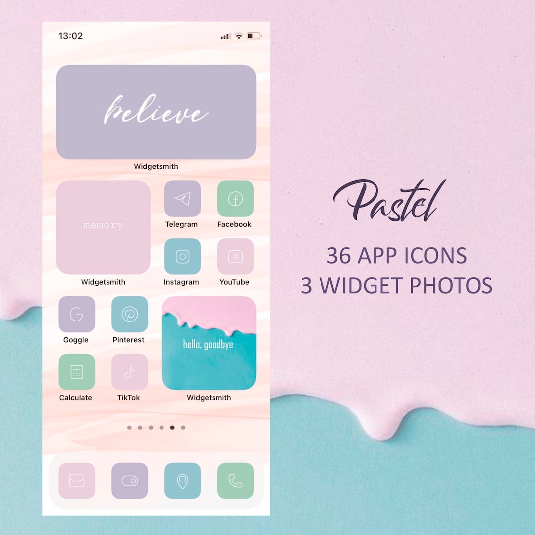 36 Pastel Ios 17 App Icons Ios 17 Widget Cover Widgetsmith Aesthetic ...
