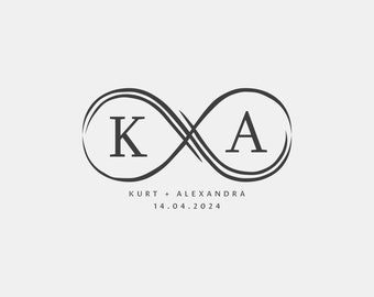 Modern Wedding Monogram, Minimalist Wedding Initials Logo, Premade Logo ...