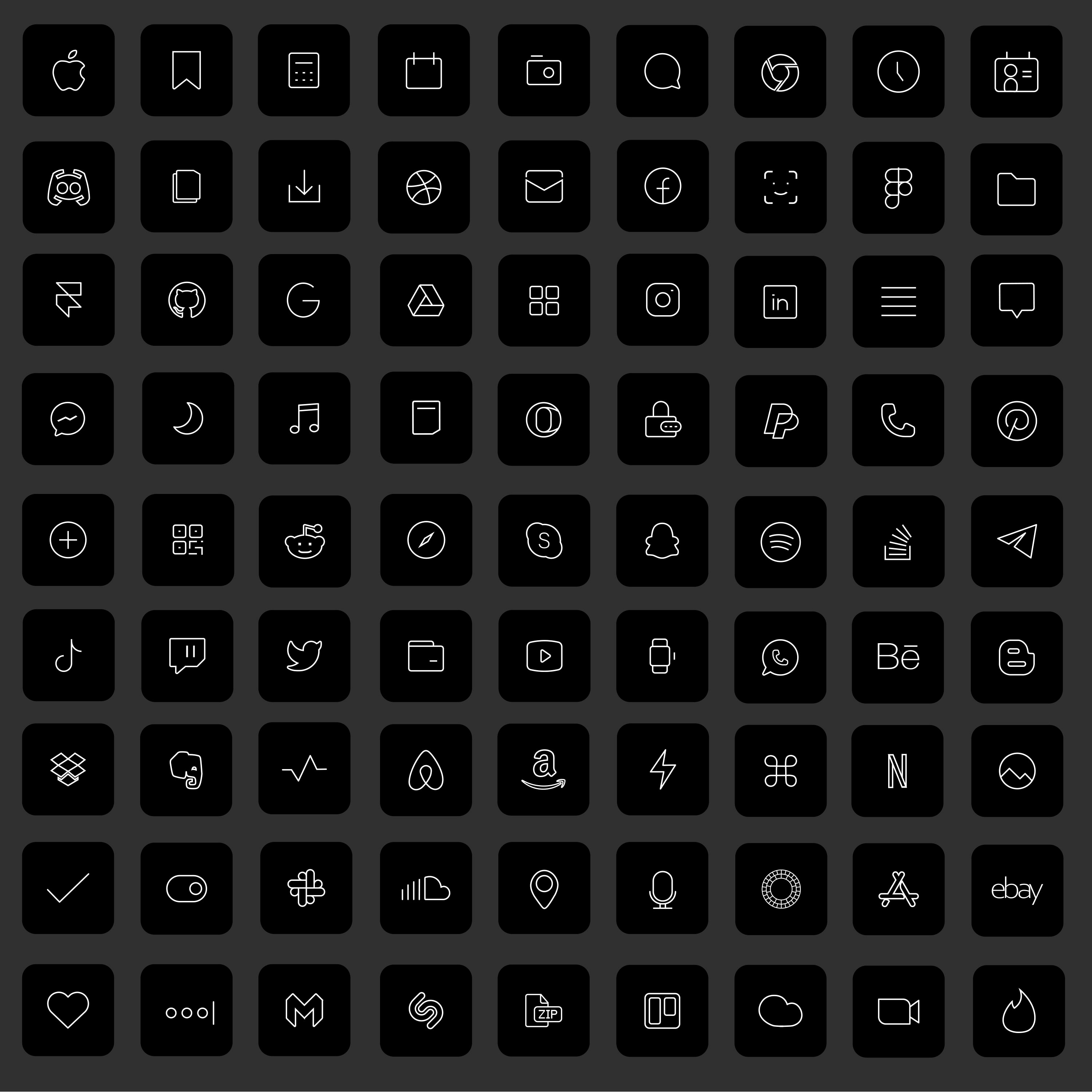 83 Black iOS 14 App Icons Dark Mode Widget iOS 14 Cover | Etsy