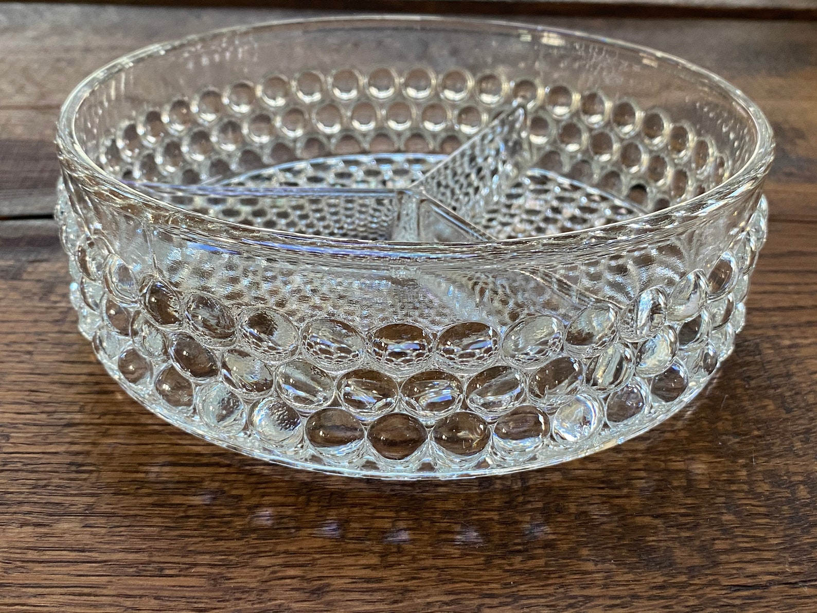 Vintage Clear Glass Divided Bowl 3-sections Boopie Bubble - Etsy