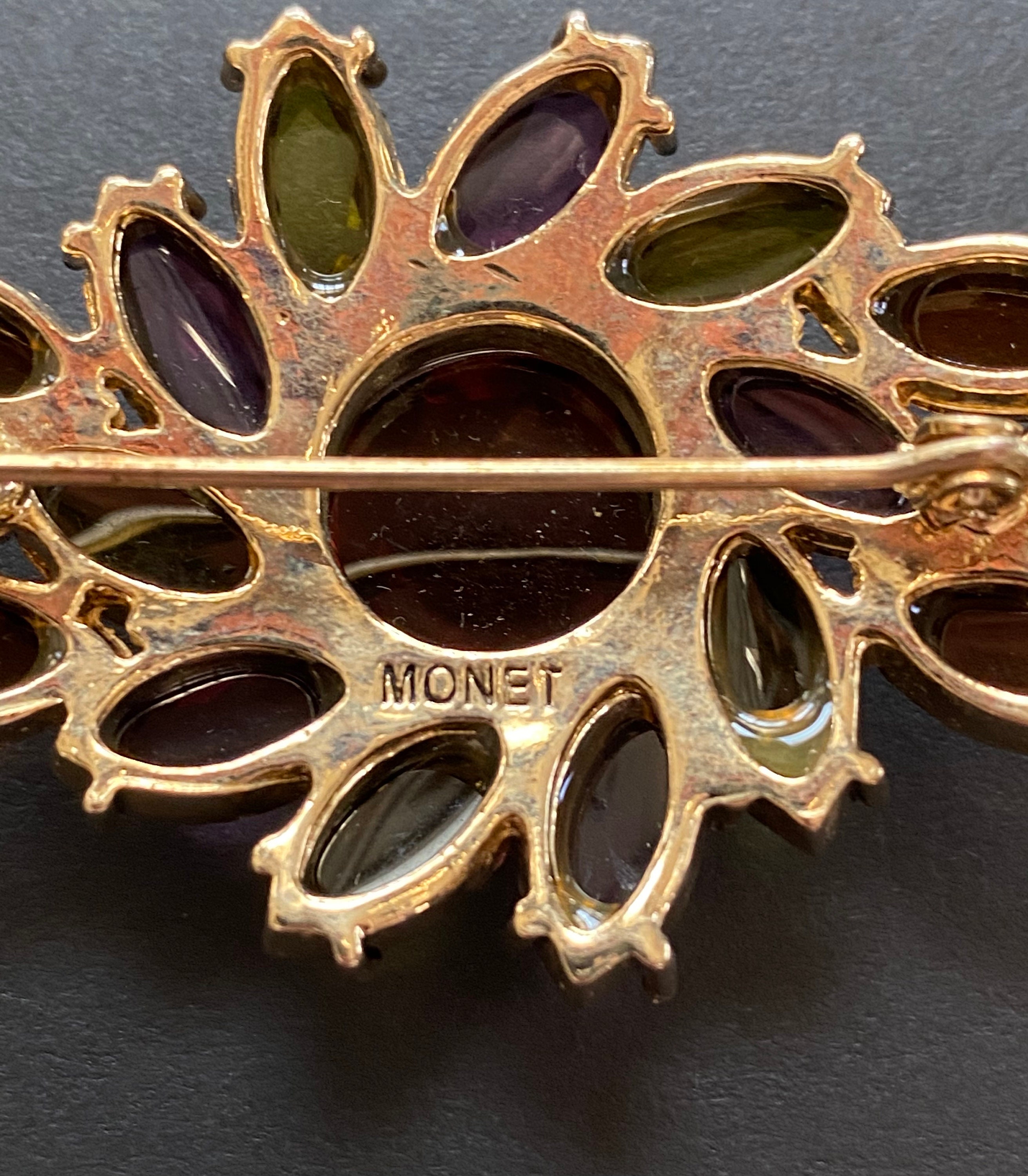 Vintage MONET Rhinestone Cluster Brooch Multi Colored Fashion - Etsy