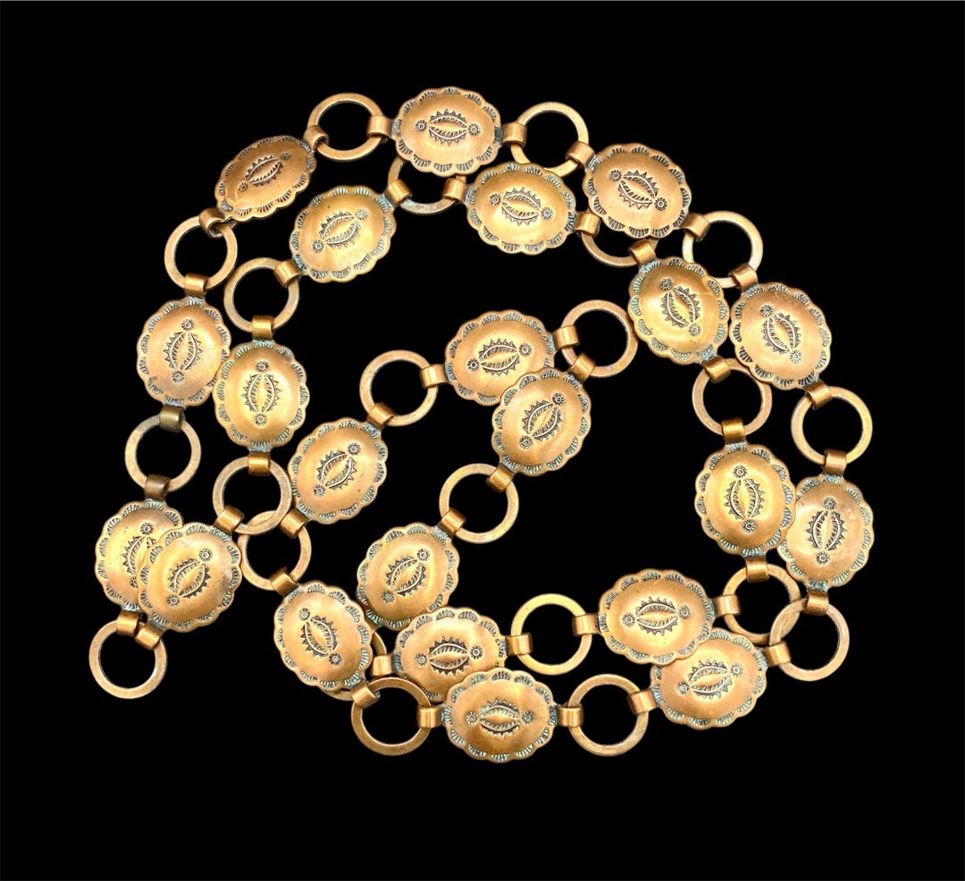 Vintage Fred Harvey Era Copper Concho Link Necklace – Southwestern ...